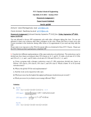 [Solved] Consider two different implementations of the same instruction - Computer Architecture ...
