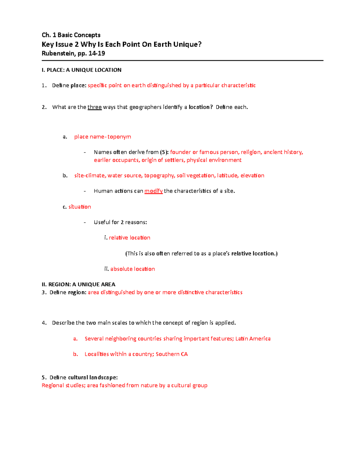 Chapter 1.2 Key Concepts in AP Human Geography - Studocu