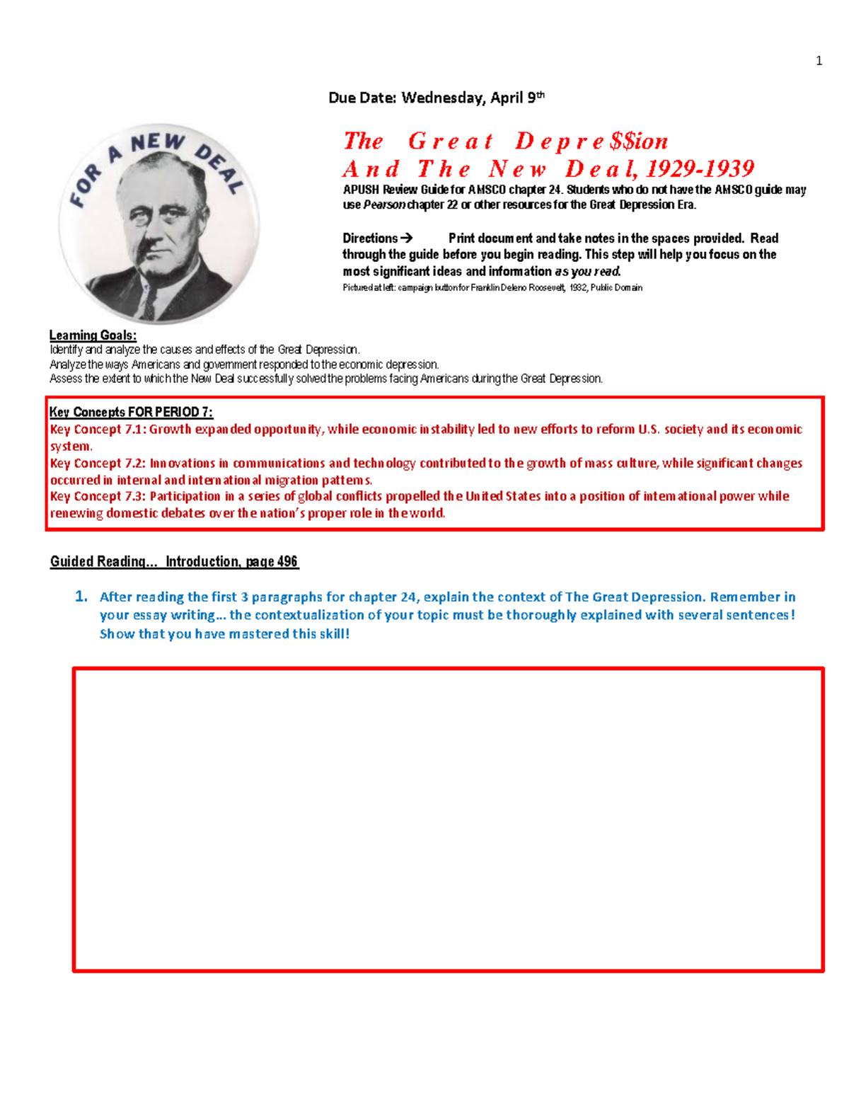 Amsco+Chapter+24+Review - Due Date: Wednesday, April 9 th The G r e a t ...