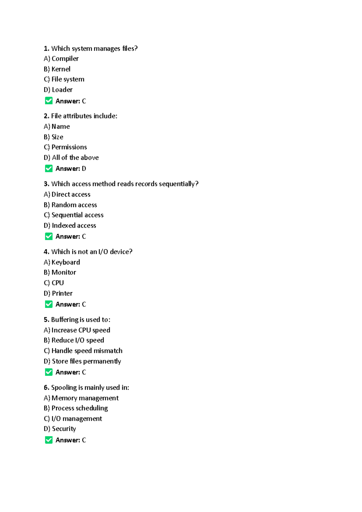 Set 3 OS Quiz: File Management & Access Methods - Studocu
