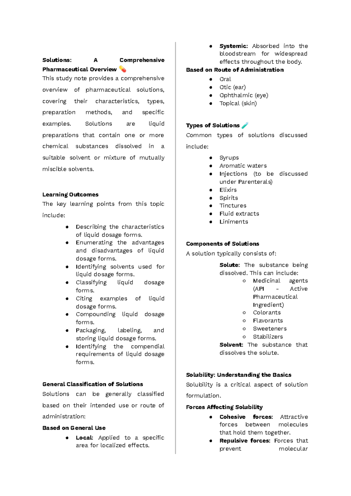 Dosage Forms Lecture Notes: Comprehensive Overview for Finals - Studocu