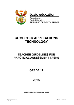 Computer Applications Technology PAT Gr 12 2025 Teacher Guidelines ...