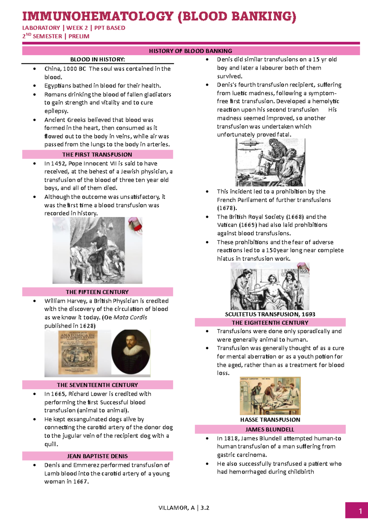 IMMUNOHEMATOLOGY (BLOOD BANKING) LAB WEEK 2: HISTORY & TECHNIQUES - Studocu