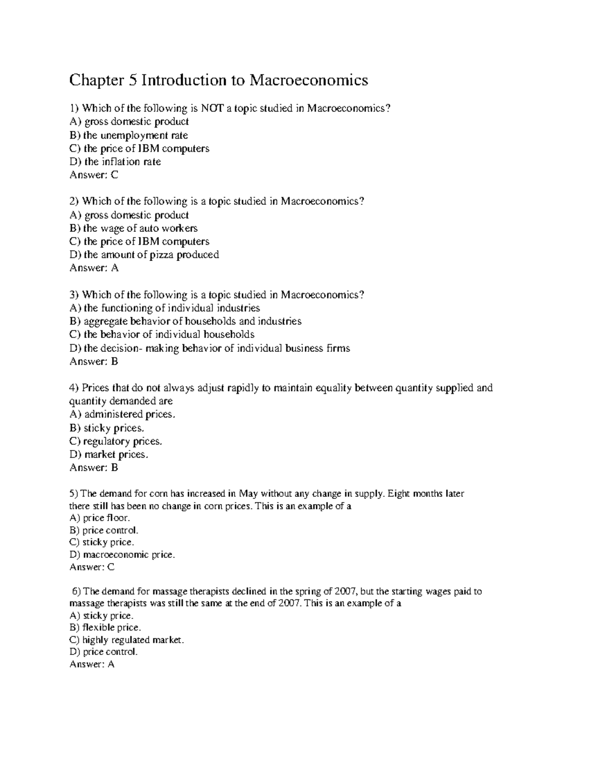 Chapter 5: Key Concepts in Macroeconomics - Studocu