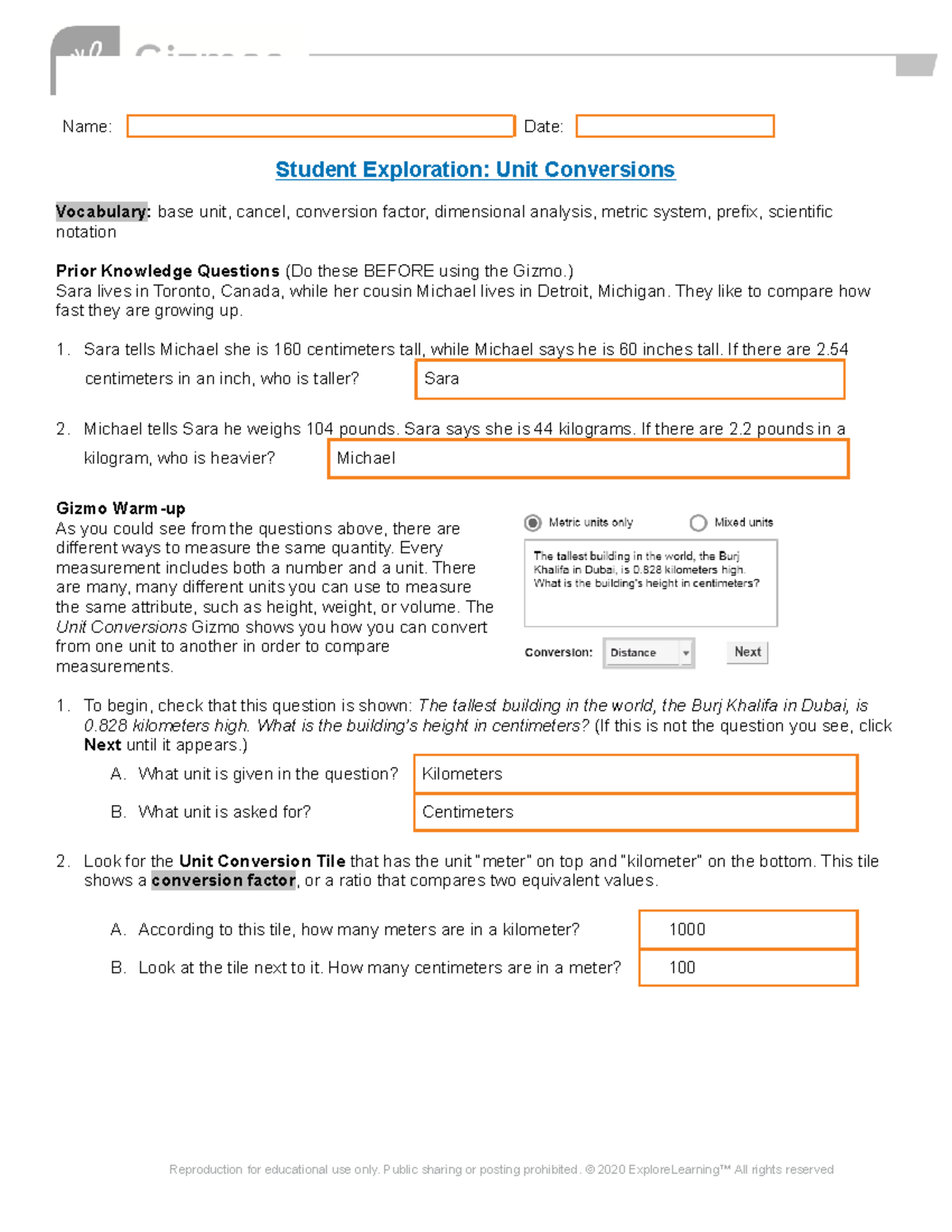 Unit Conversion Exploration 1SE: Understanding Metric & Dimensional ...