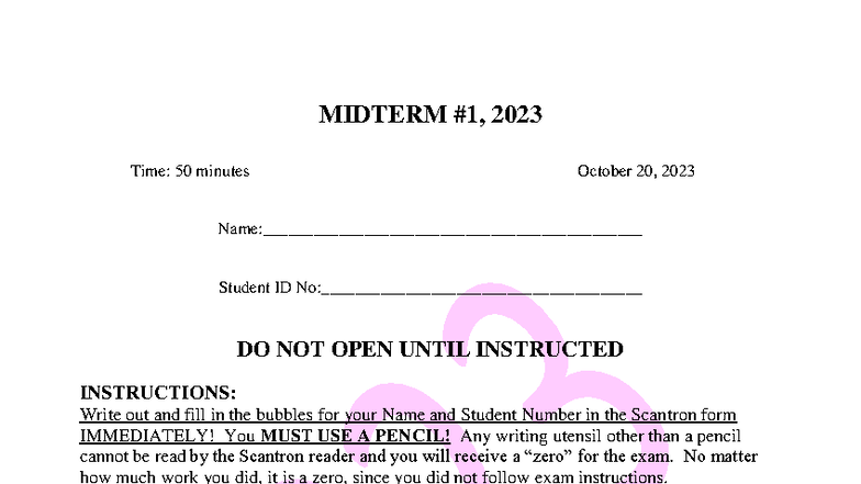 2023 Midterm Exam Instructions and Sample Questions - Studocu