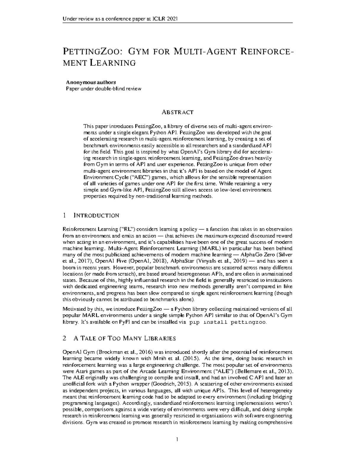 PettingZoo: A Unified Gym for Multi-Agent Reinforcement Learning - Studocu