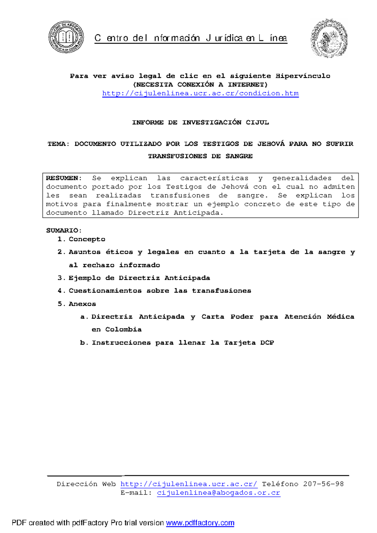 Título: Documento sobre Directrices Anticipadas de Testigos de Jehová ...