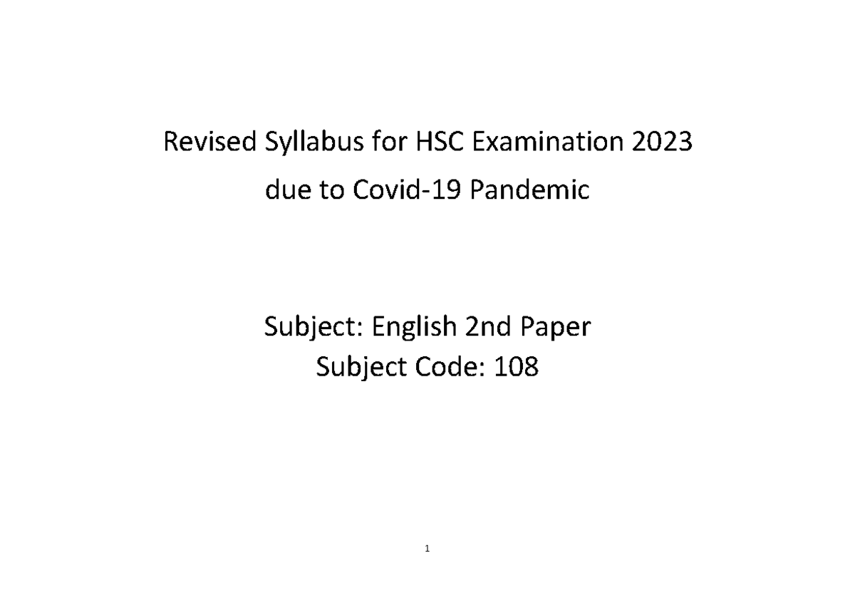 Revised HSC English 2nd Paper Syllabus 2023 (Subject Code: 108) - Studocu