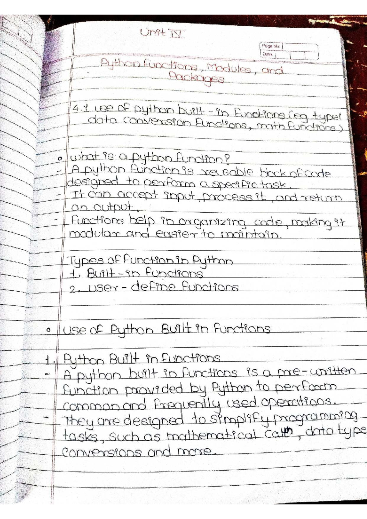 Unit-4 PWP: Python Functions, Modules, and Built-in Functions Notes ...