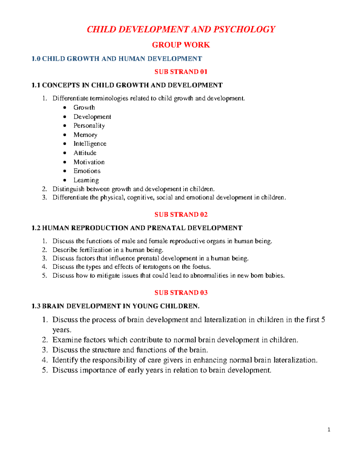 C&D 101: Concepts in Child Growth & Development - Group Work 1.0 - Studocu