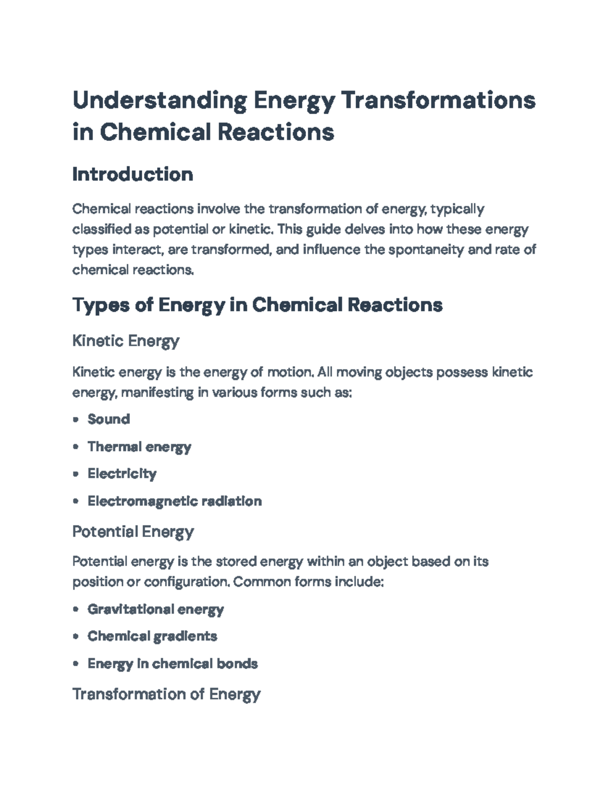 Understanding Energy Transformations in Chemical Reactions - Chemistry ...
