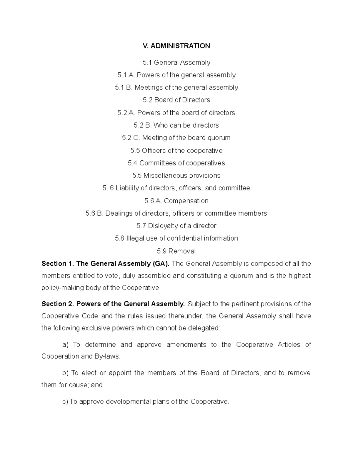 ADMINISTRATION: General Assembly & Board of Directors Overview - Studocu