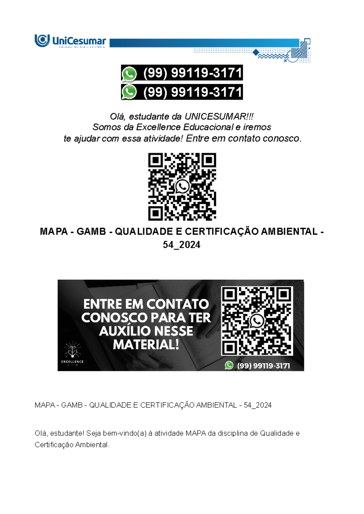 MAPA - GAMB - Qualidade E Certificação Ambiental - 54 2024 - (99) 99119 ...