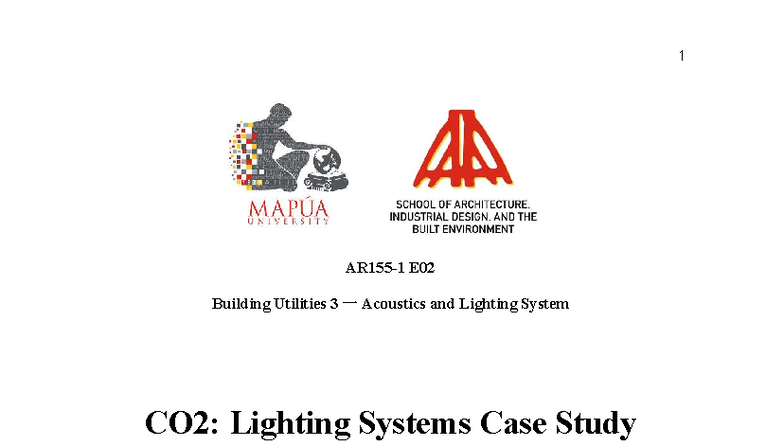 BU3: Lighting Systems Case Study - Jollibee Malabon Acoustics & Design - Studocu