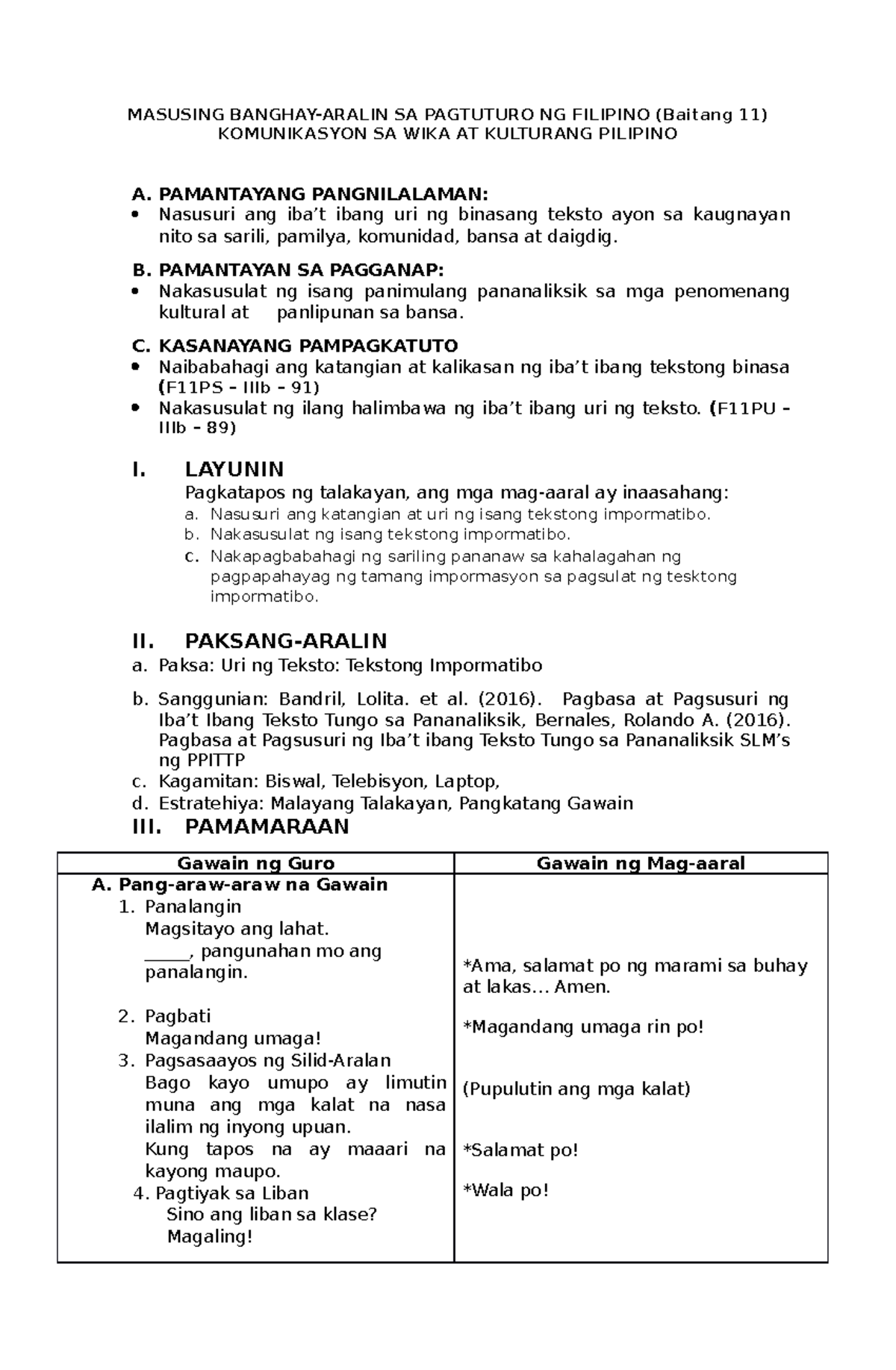 DLP SHS - Daily Lesson Plan on Informative Texts for Baitang 11 - Studocu