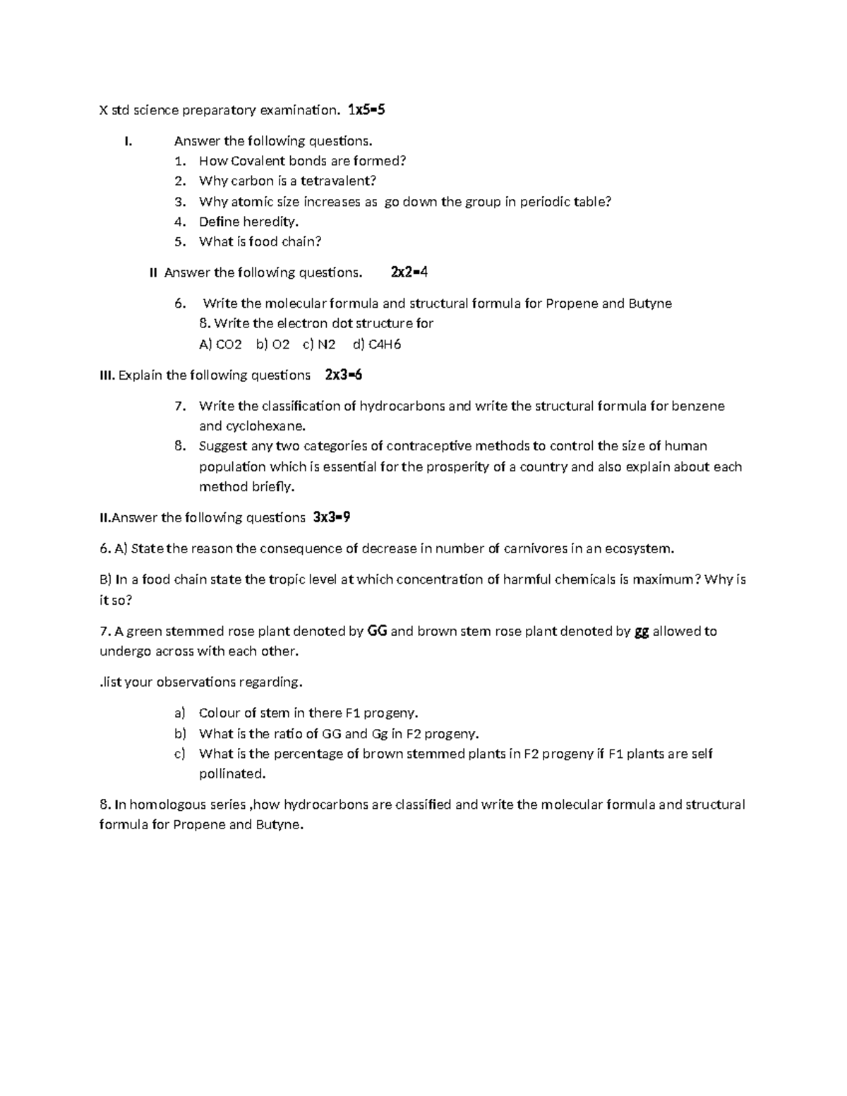 10th Std Science Preparatory Exam 2022: Key Questions & Concepts - Studocu