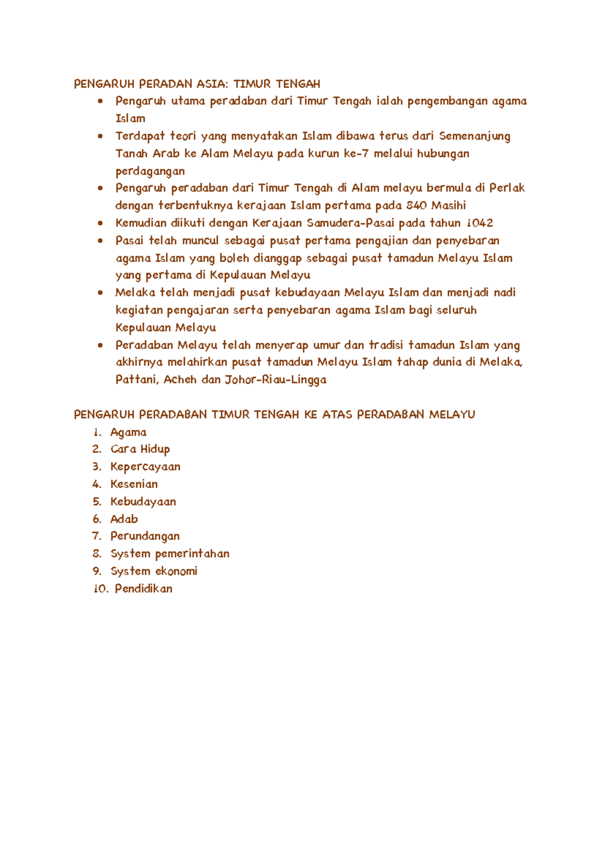 Pengaruh Peradaban Timur Tengah dalam Pembentukan Budaya Melayu - Studocu