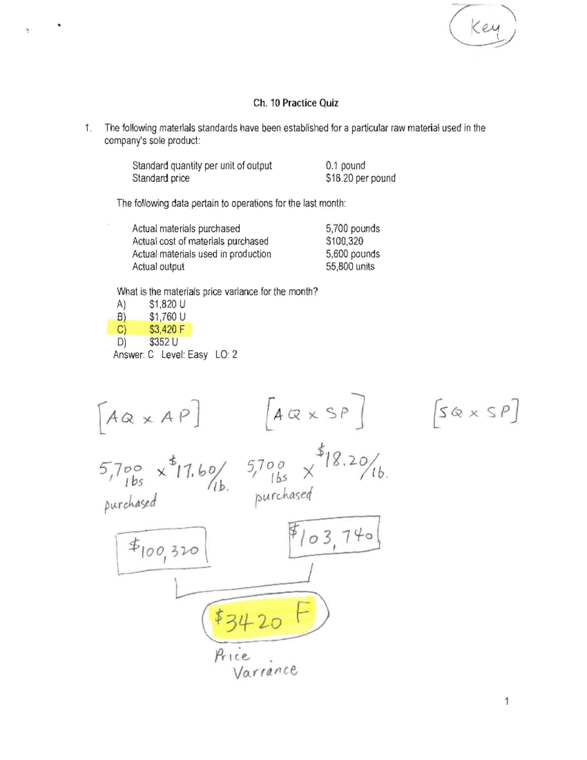 ACCY02 Ch. 10 Practice Quiz Variance Analysis Questions - Studocu