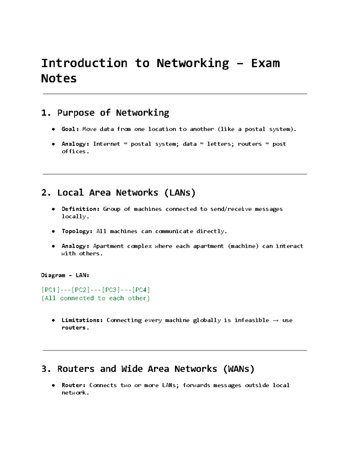 Introduction to Networking Exam Notes (CS101) - Studocu