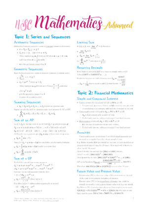 Mathematics Adv Ext1 - formulas for maths adv and extension (formulas ...