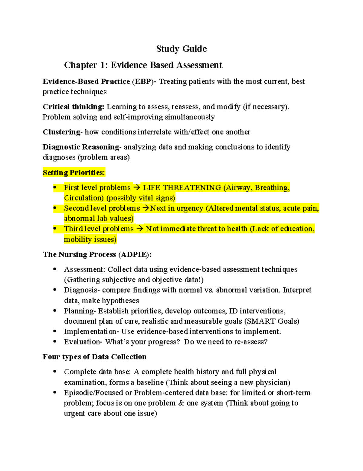 Study Guide HA 2: Evidence-Based Assessment & Cultural Competence - Studocu