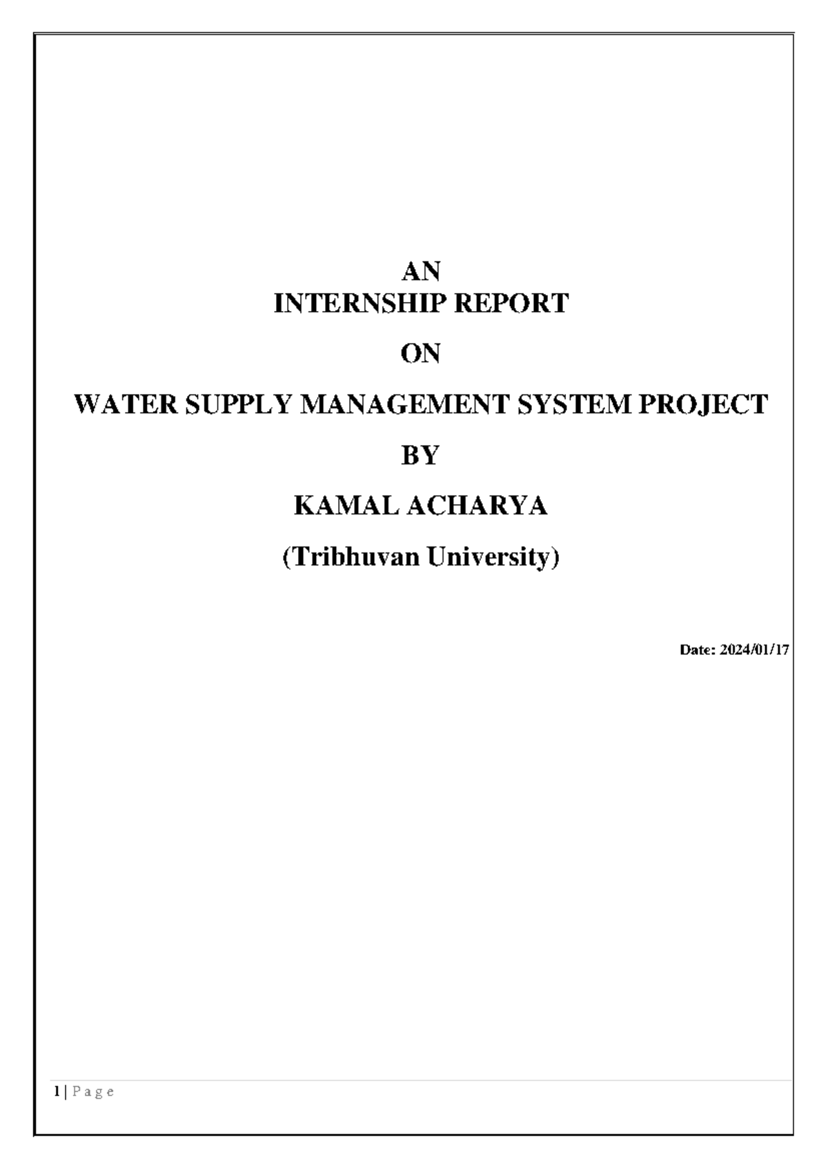 Water Supply Management System Project Report - Internship Overview ...
