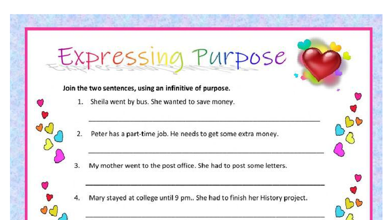 Infinitive of Purpose Worksheet - 4th Grade - Studocu
