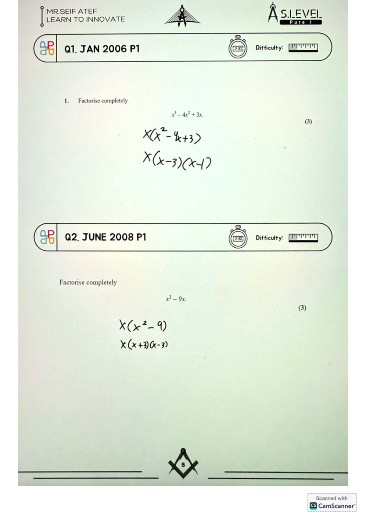 MR.SEIF ATEF A LEVEL Pure 1 Exam Questions & Solutions - Studocu