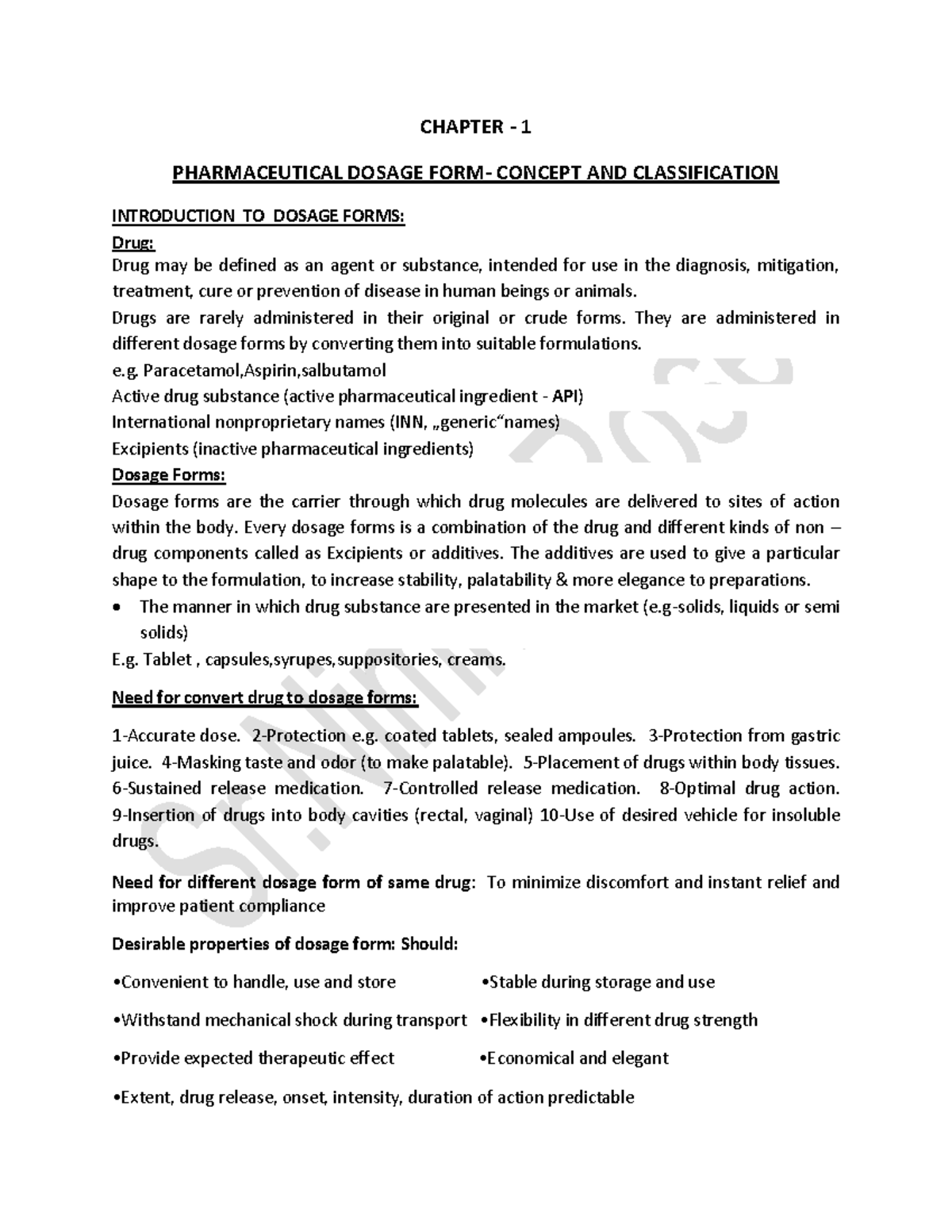 Chapter 1-Dosage Form -converted - CHAPTER - 1 PHARMACEUTICAL DOSAGE ...