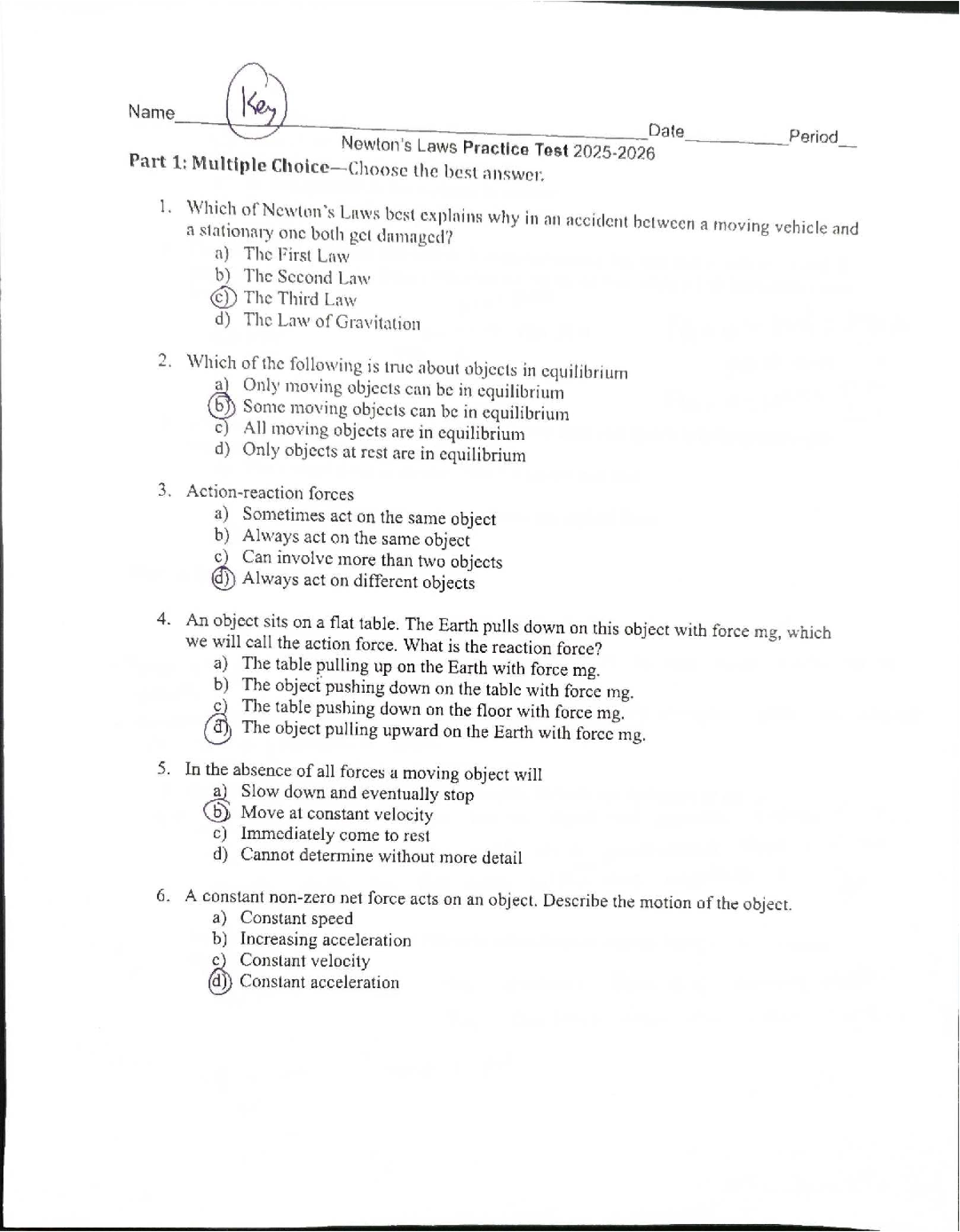 A K Laws Practice Test Part 1: Multiple Choice & Short Answers - Studocu