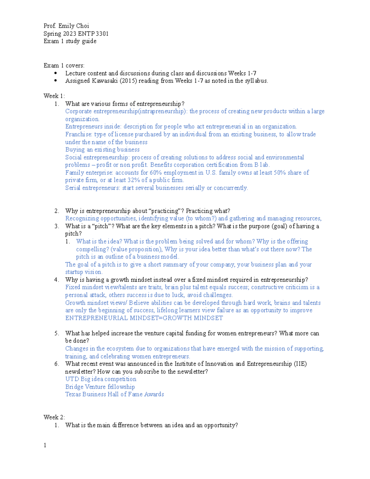 Spring 2023 ENTP 3301 Exam 1 Study Guide and Key Concepts - Studocu