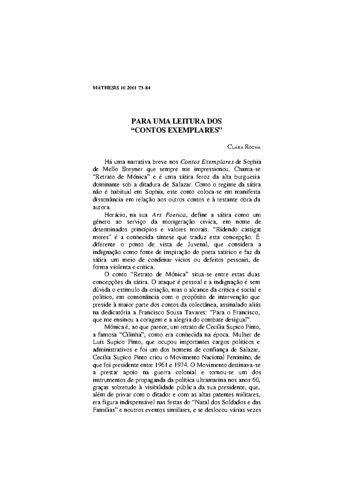 3860 Análise Crítica dos "Contos Exemplares" de Sophia de Mello Breyner ...