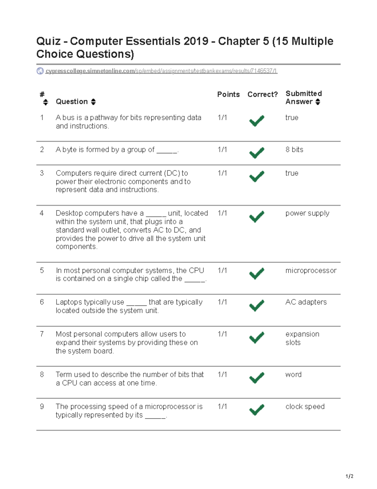 Computer Essentials 2019 - Chapter 5 15 Multiple Choice Questions - 1 ...