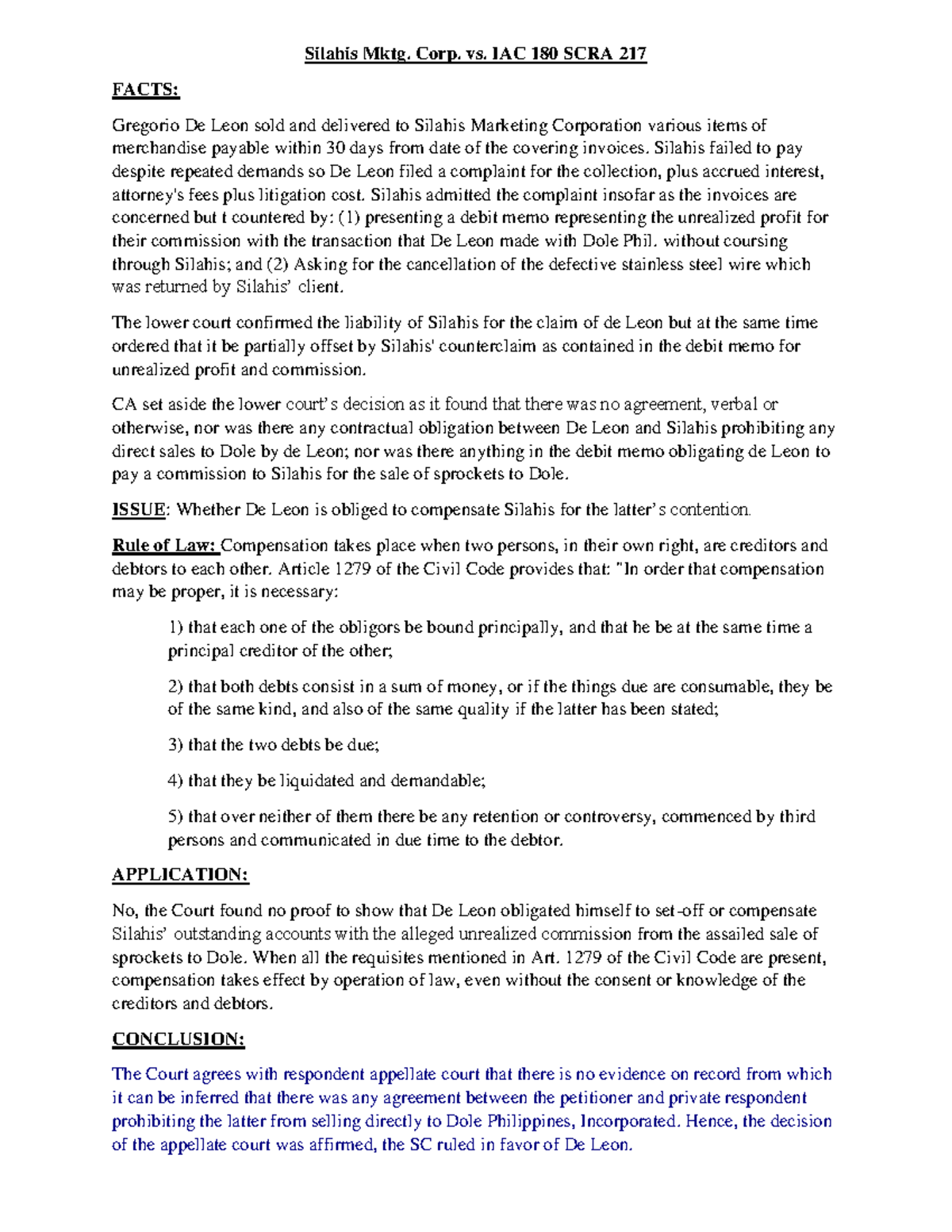 Silahis Mktg v IAC - Legal Case Analysis and Implications - Studocu