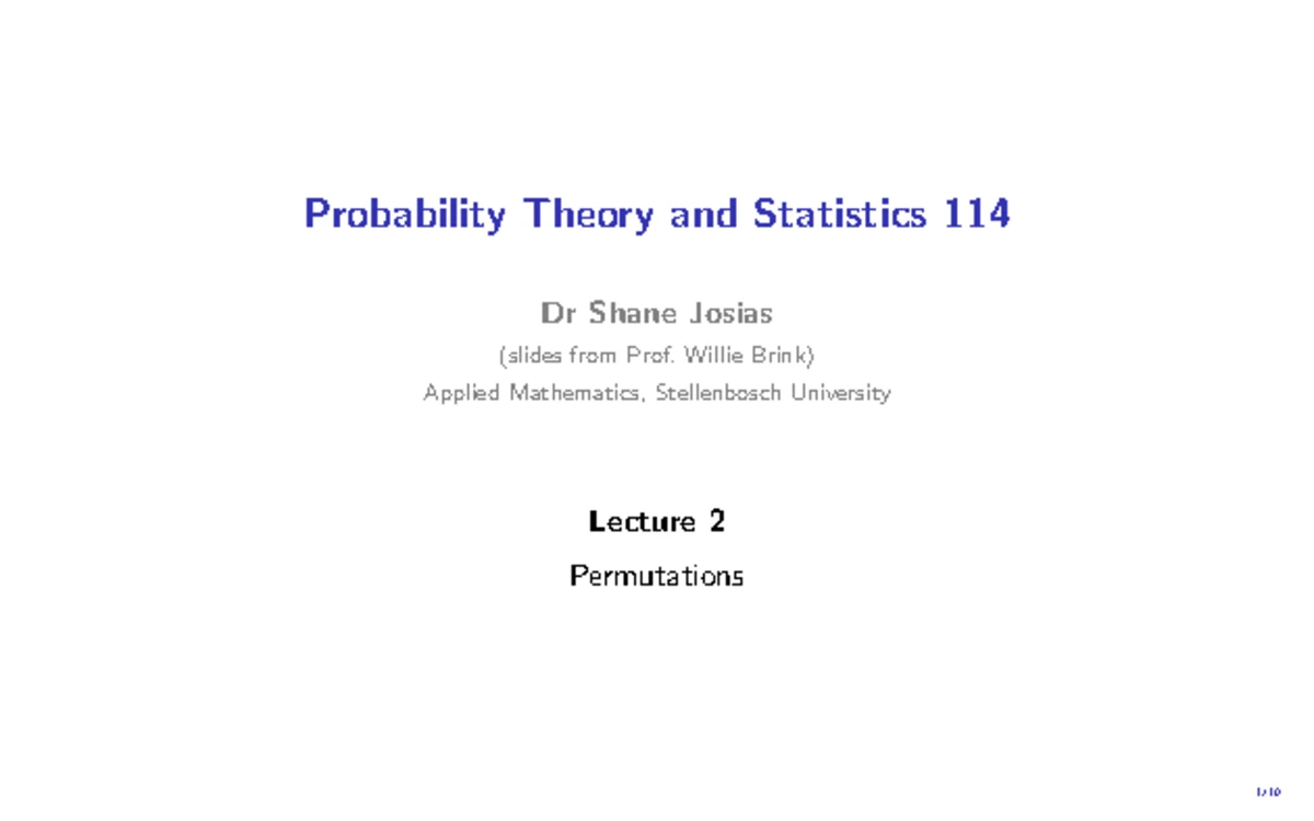 Probability Theory & Statistics 114: Module Framework Overview 2025 - Studocu