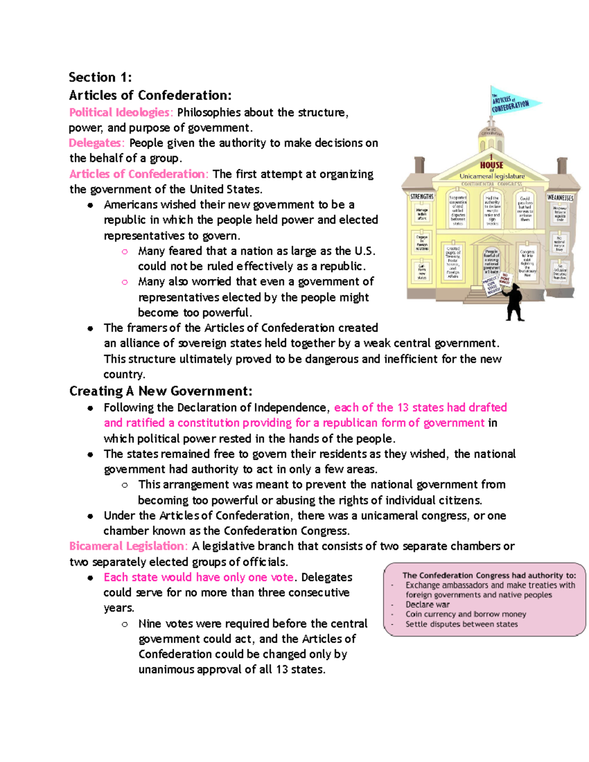 Section 1 lesson 4-5 - Lecture Notes - Section 1: Articles of ...