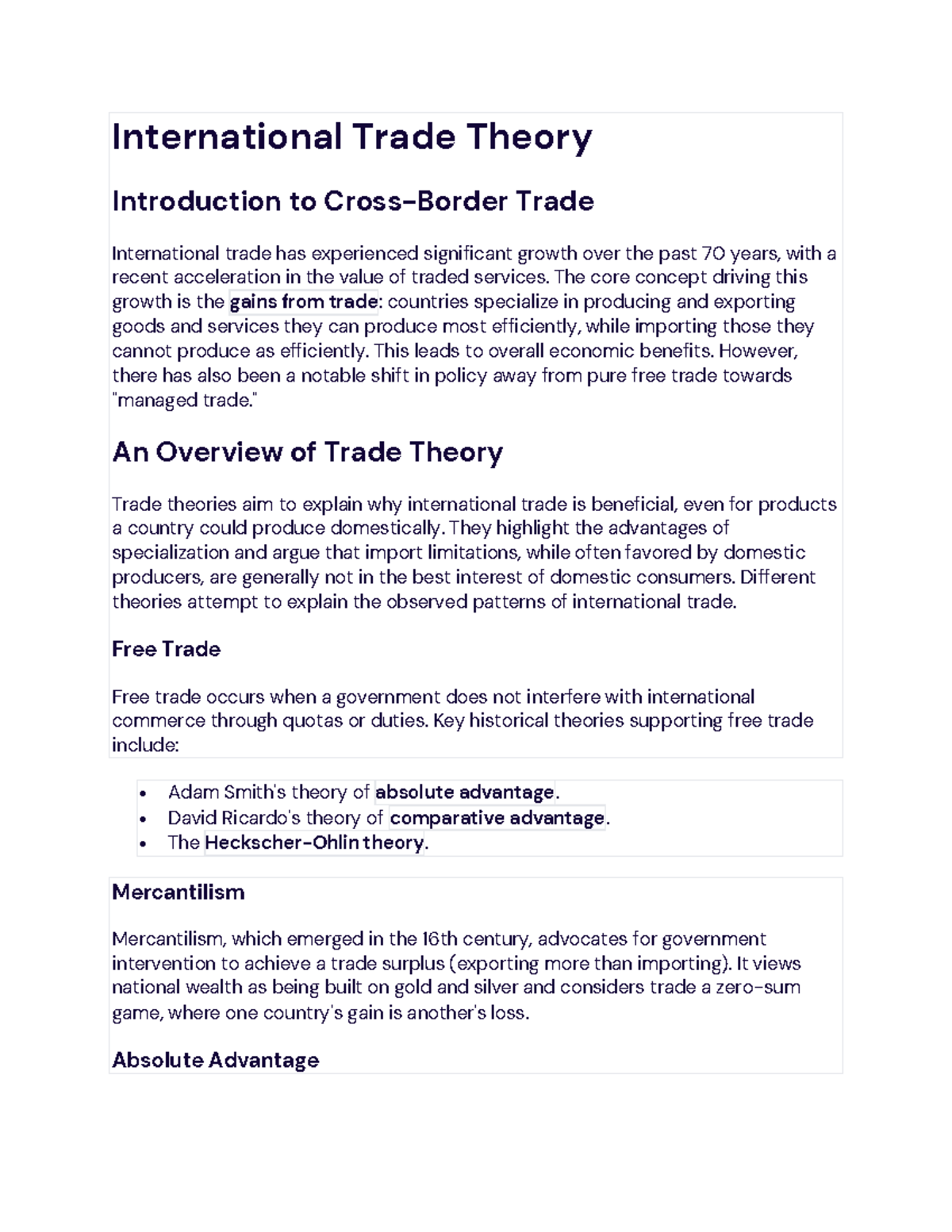 Ch7 - Summary of International Trade Theory and Its Implications - Studocu