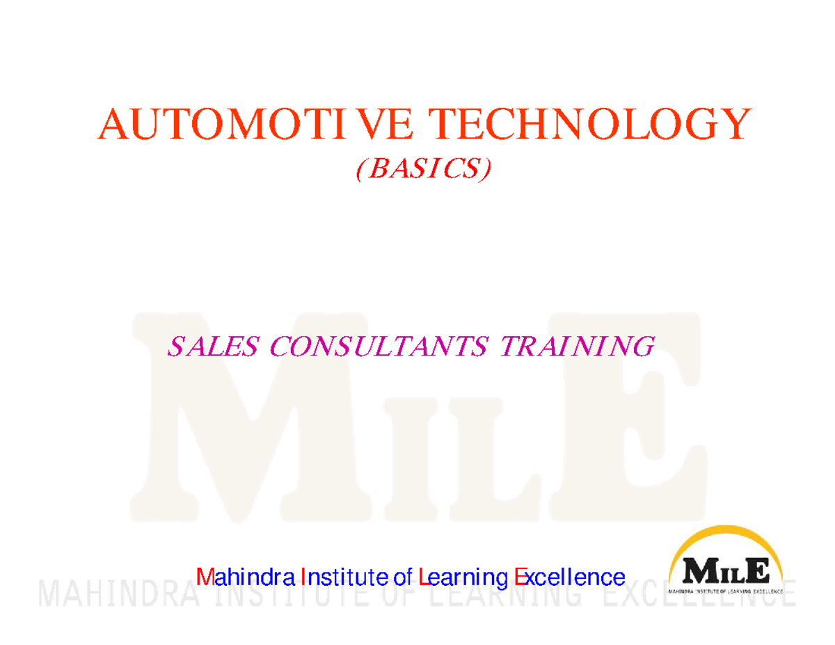 Automotive Technology Basics Training for Sales Consultants (AT101 ...