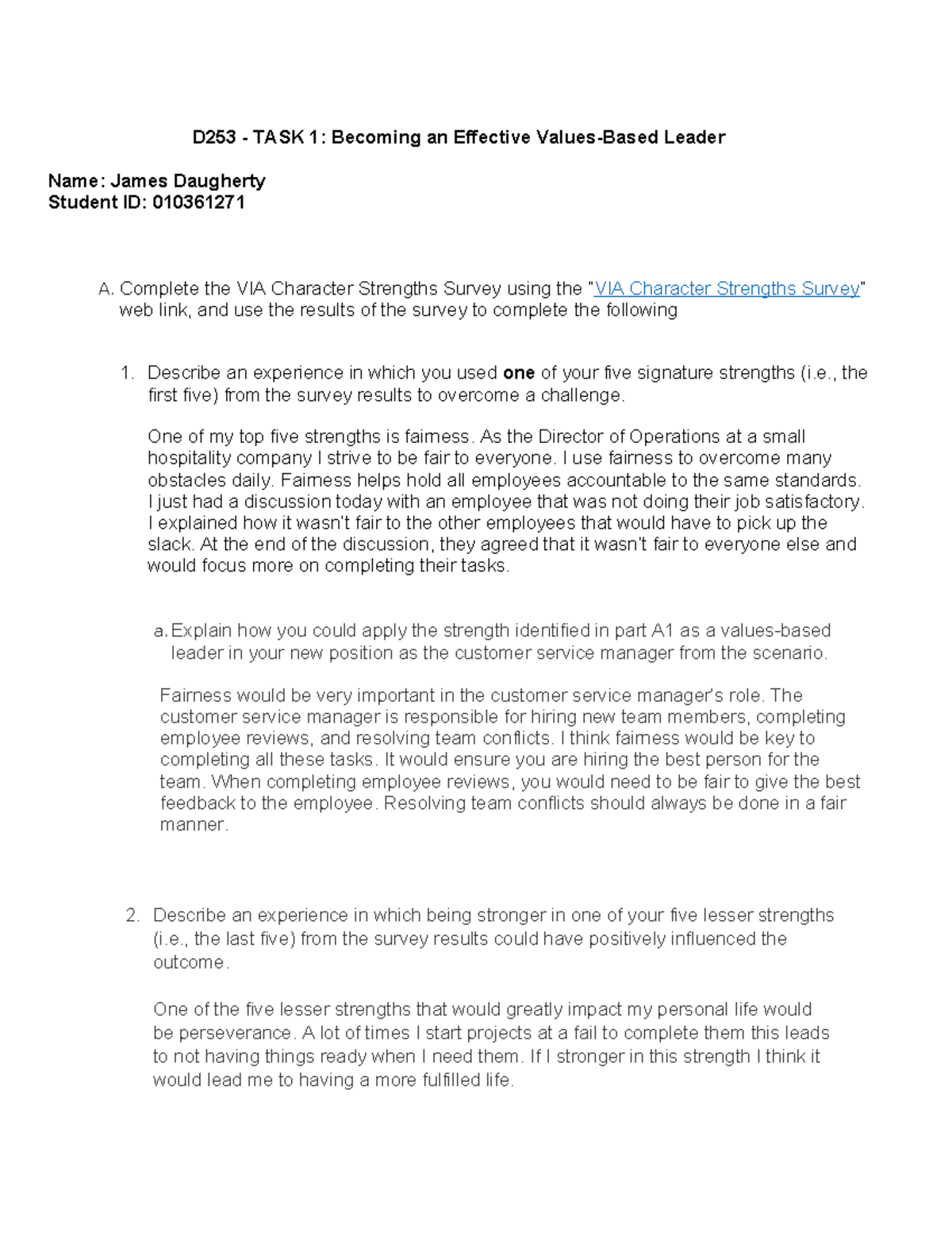 D253 RSM3 Task 1: Leadership Strengths and Development Insights - Studocu