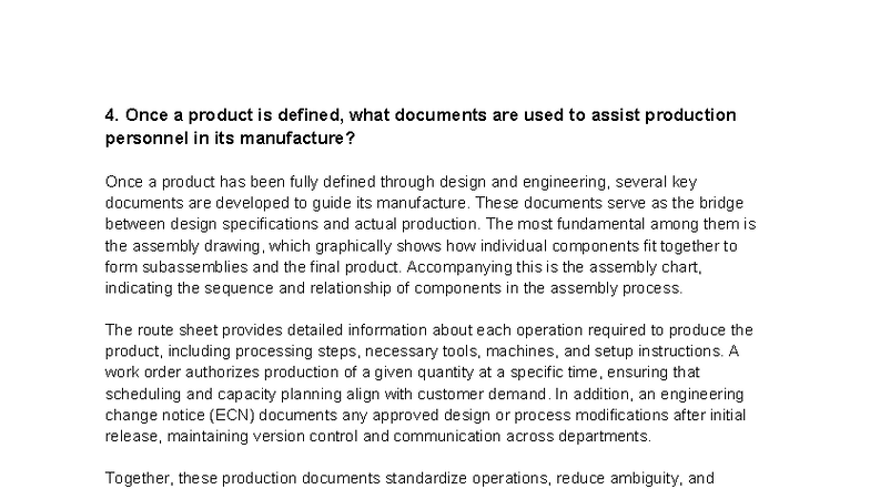 Operation Management Homework: Key Production Documents & BOM Insights ...