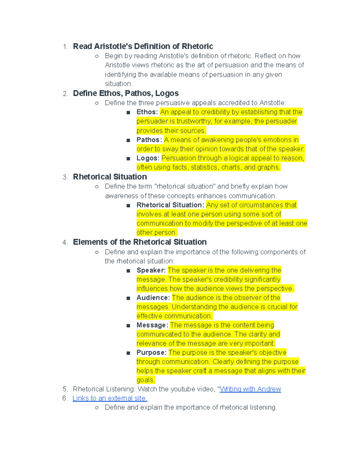 Aristotle's Persuasive Appeals Assignment - 1. Read Aristotle's ...