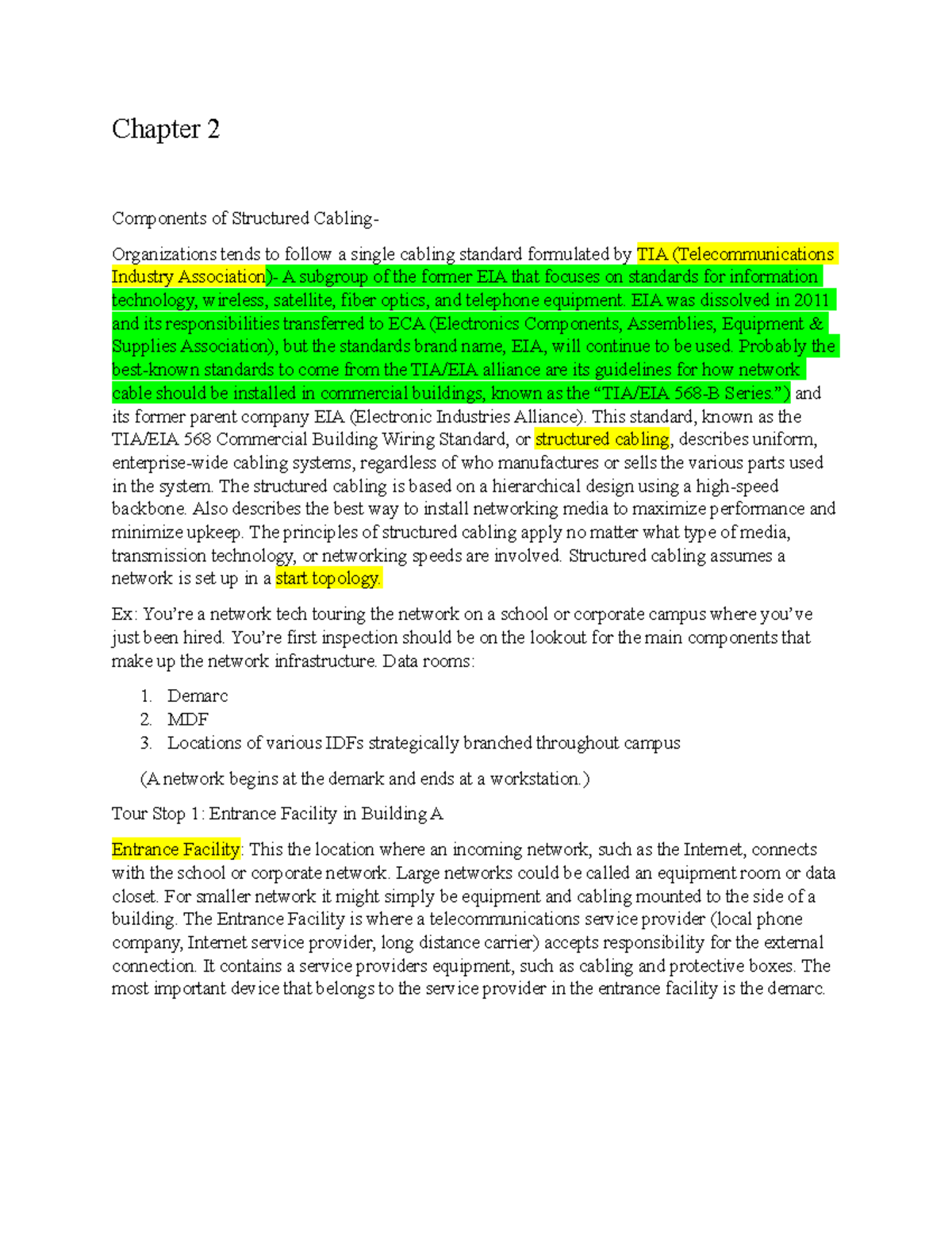 None answer for title - Chapter 2 Components of Structured Cabling ...