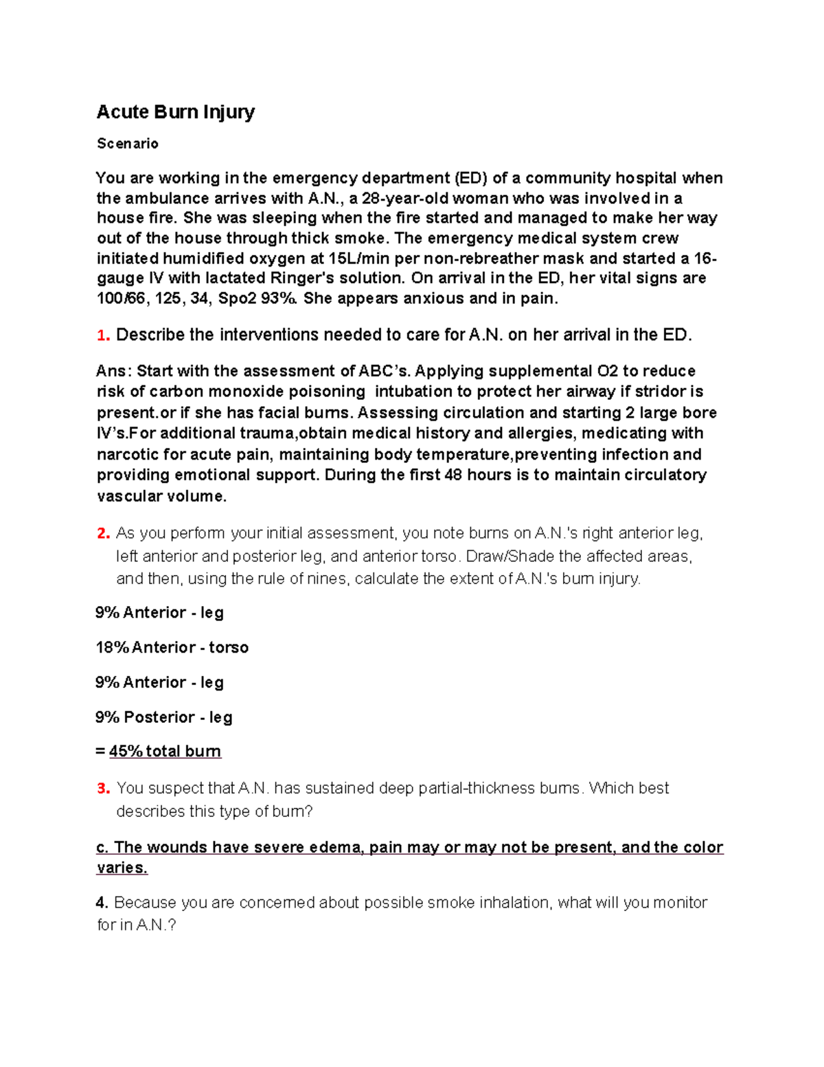 Acute Burn Injury case study - Acute Burn Injury Scenario You are ...