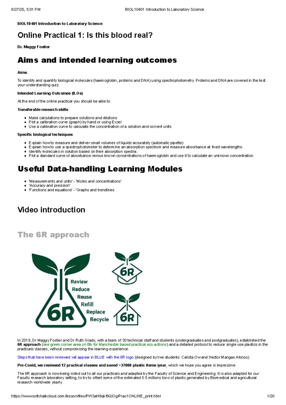 BIOL10401 Online Practical 1: Identifying Blood Using Spectrophotometry ...