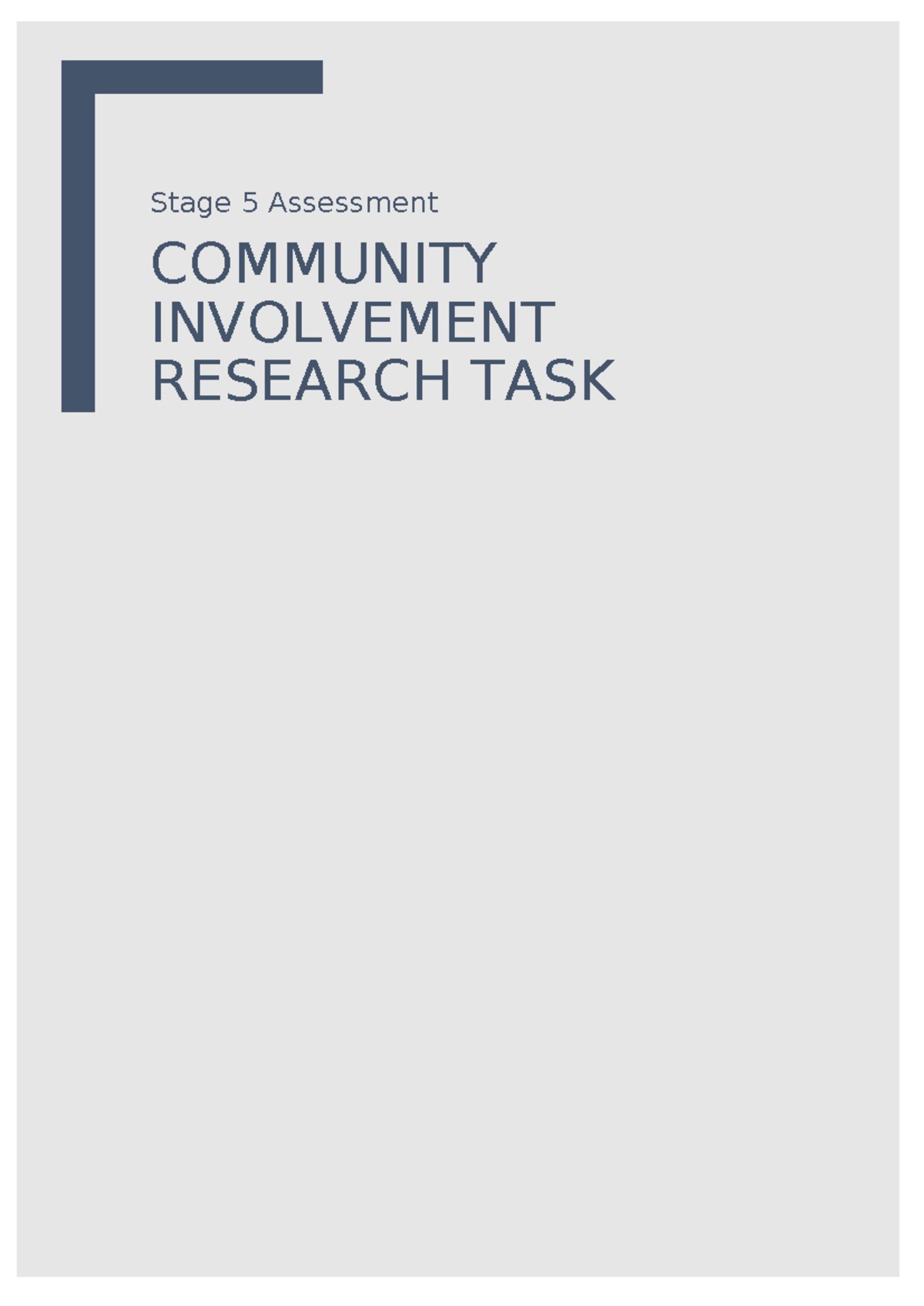 Stage 5 Assessment: Community Involvement Research on Australian Red ...