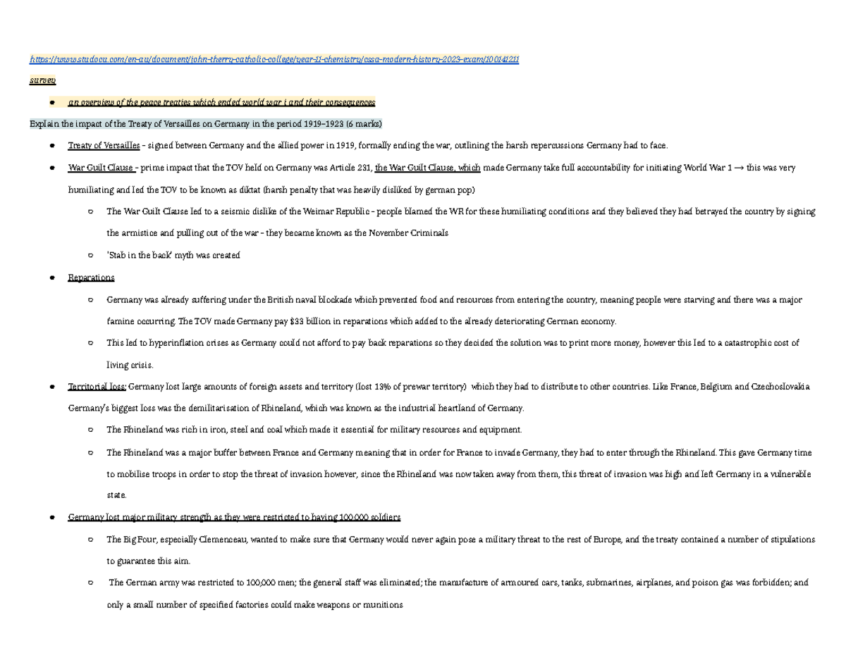 Mil and Shreya Trials: An Overview of WWI Peace Treaties and Their ...