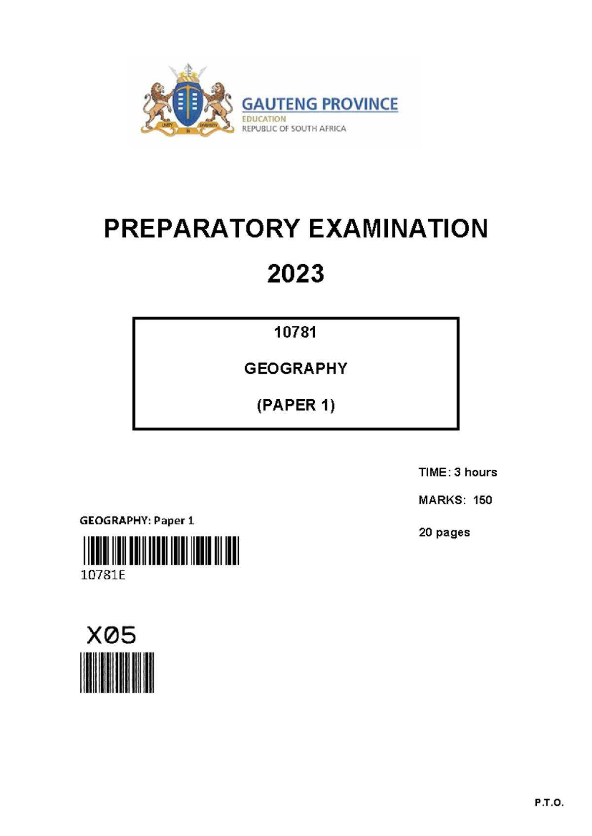 2023 GP Grade 12 NSC Geography P1 Preparatory Exam Paper - Studocu