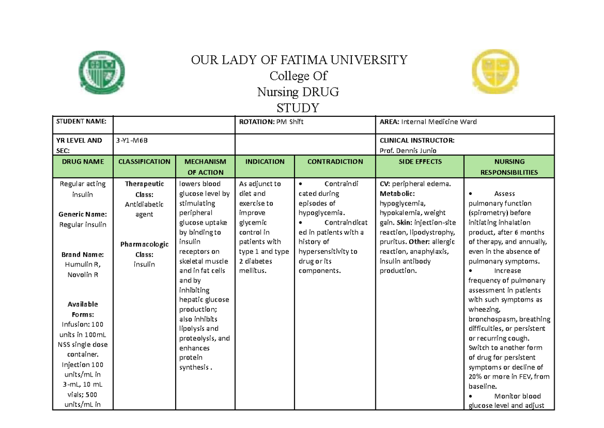 RAI - drug study - OUR LADY OF FATIMA UNIVERSITY College Of Nursing ...