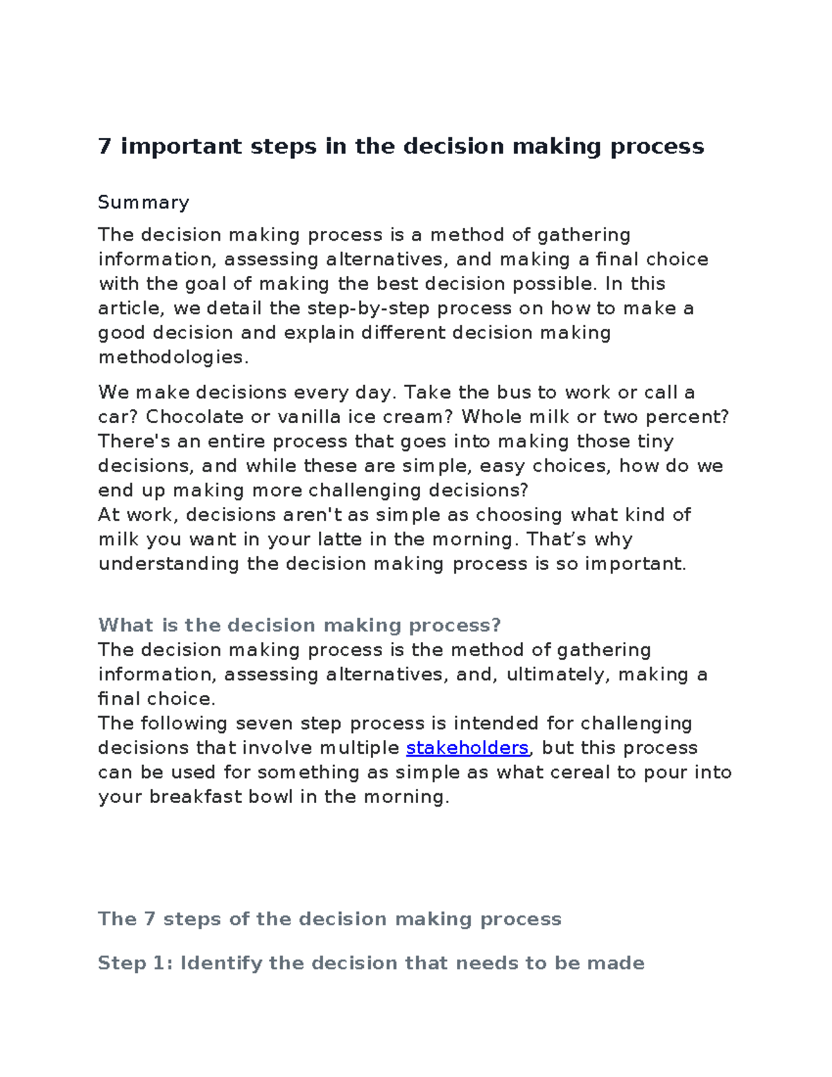 Decision making process - In this article, we detail the step-by-step process on how to make a ...